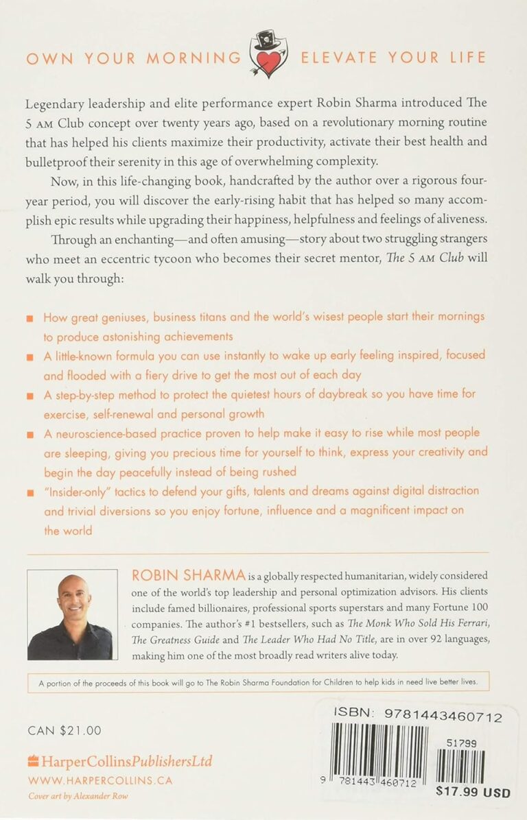 Book Review: The 5AM Club: Own Your Morning. Elevate Your Life by Robin Sharma - Fatty Daddy Review